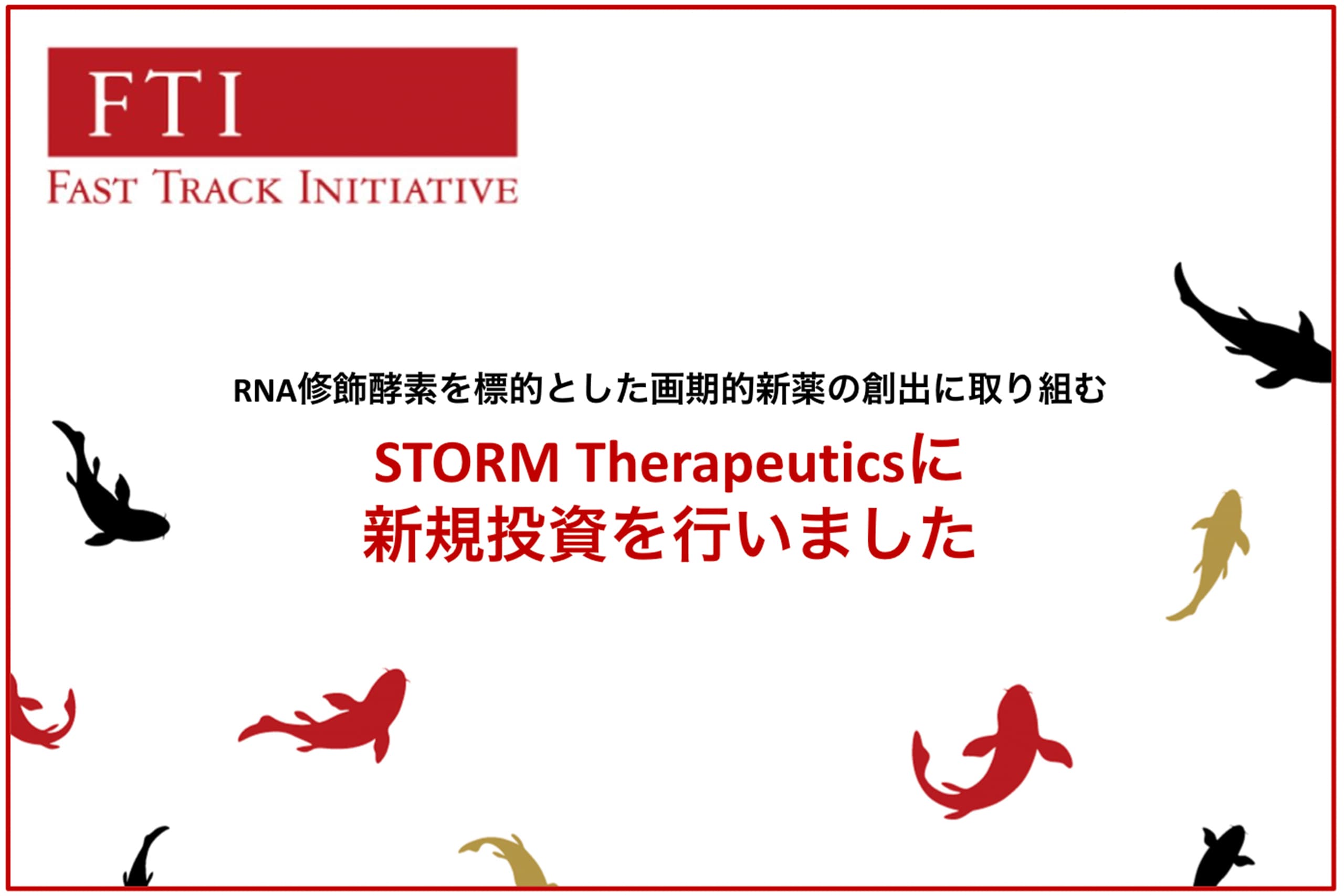 RNA修飾酵素を標的とした画期的新薬の創出に取り組むSTORM Therapeuticsに新規投資を行いました | FTI | 株式会社 ...